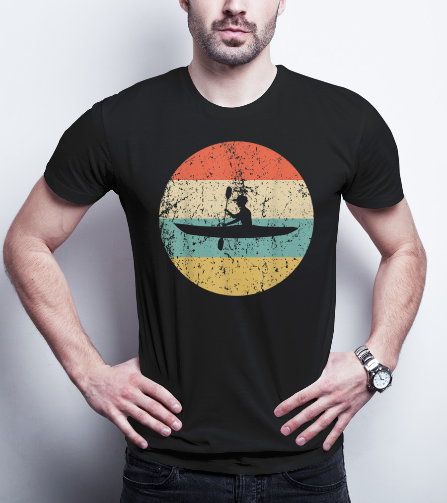 Kayaking Vintage Kayak Retro Silhouette Paddle Adventure T-Shirt
