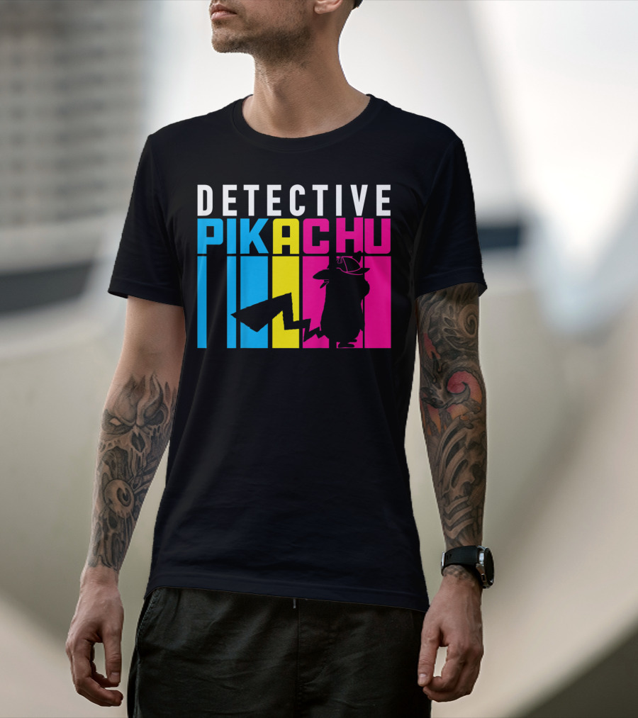 Detective Pikachu Silhouette Color Blocks Kids Pikachu T-Shirt
