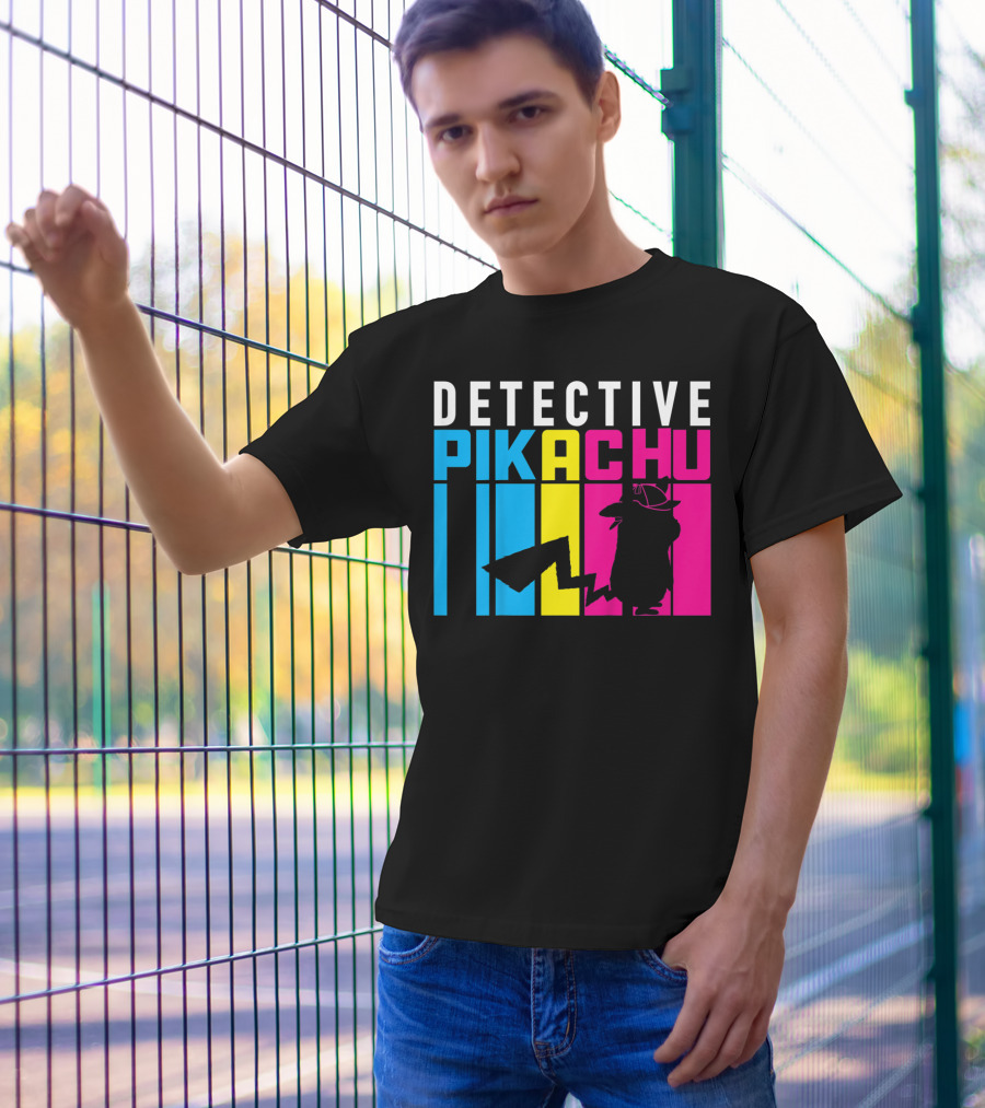 Detective Pikachu Silhouette Color Blocks Kids Pikachu T-Shirt