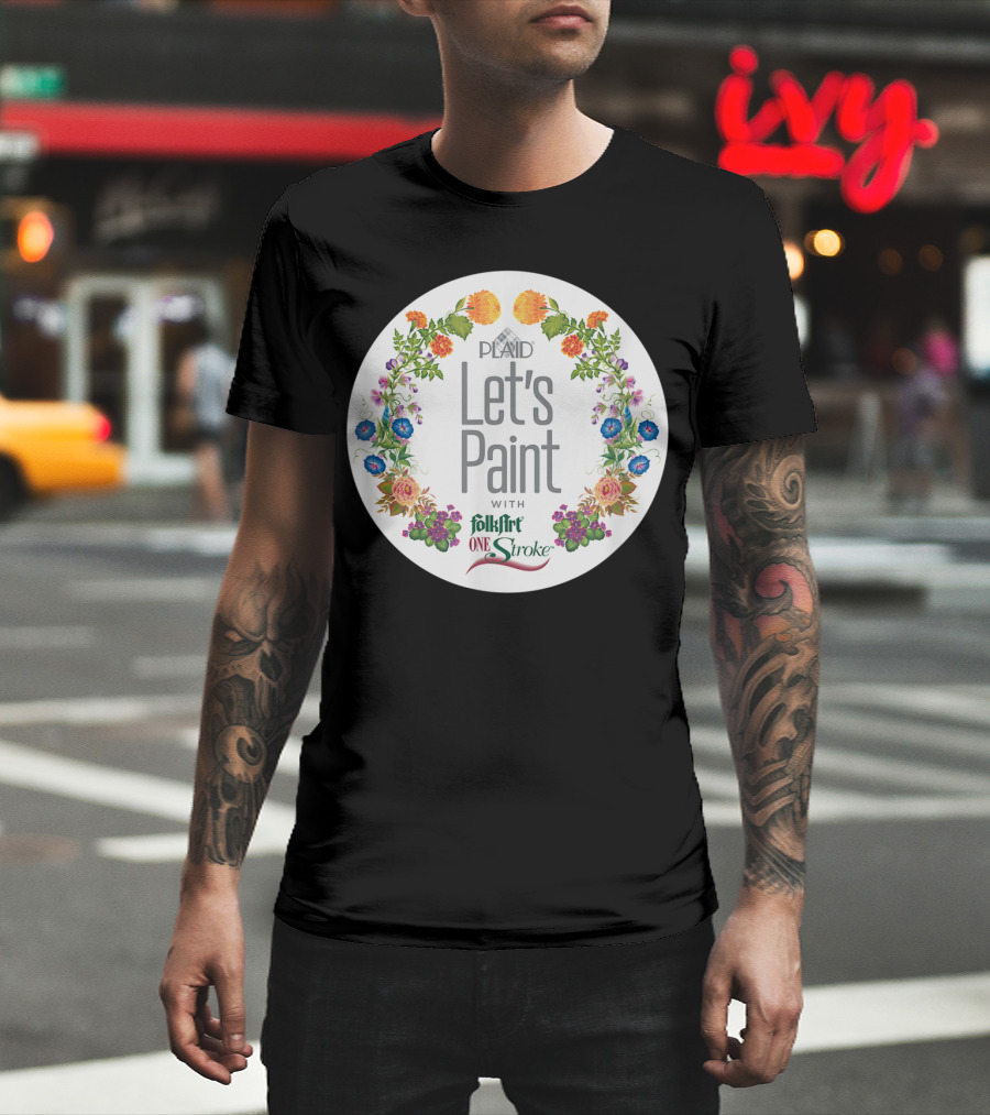 PLAID Let's Paint With FolkArt One Stroke Floral Circle T-Shirt