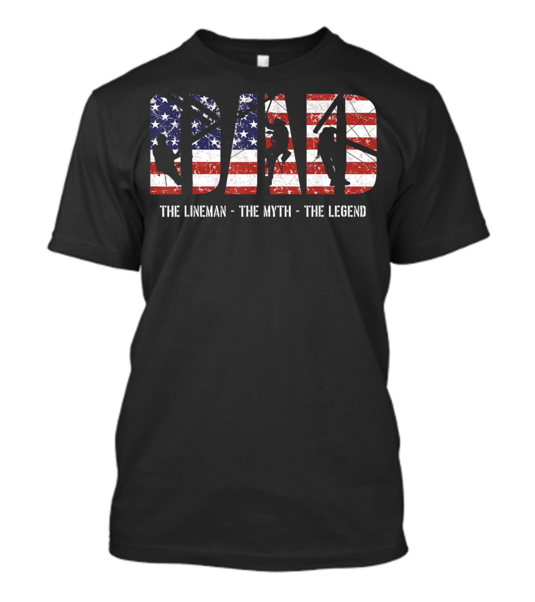 Dad Lineman Myth Legend American Flag T-Shirt