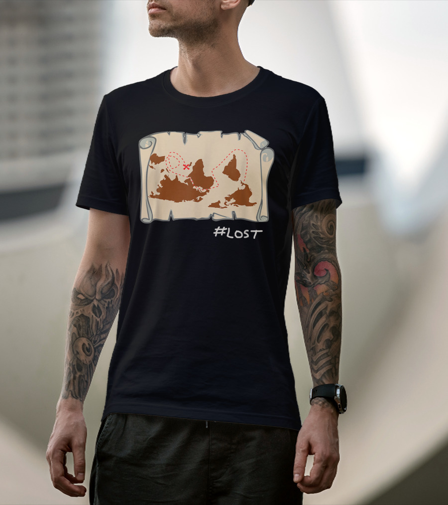 Upside Down Map With X Marks The Spot LOST T-Shirt