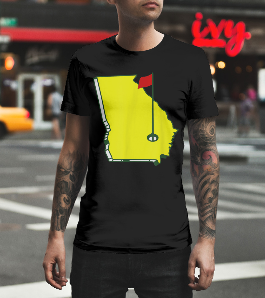 Master Golf Georgia State Map Red Flag T-Shirt