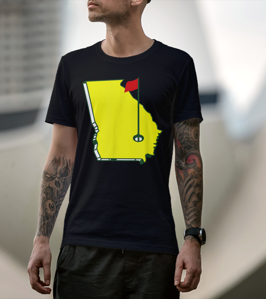 Master Golf Georgia State Map Red Flag T-Shirt