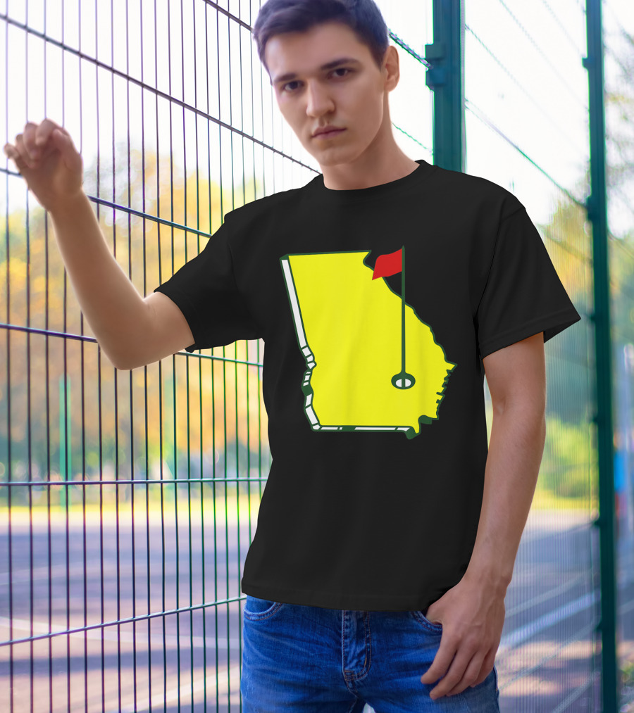 Master Golf Georgia State Map Red Flag T-Shirt