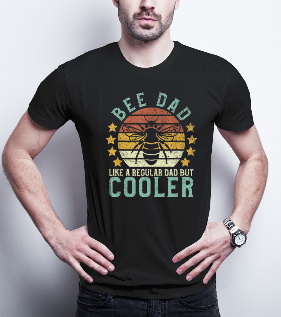 Bee Dad Like A Regular Dad But Cooler Retro Beekeeper T-Shirt