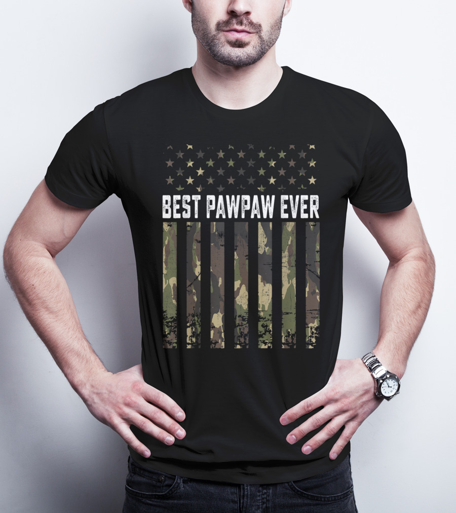 Best PawPaw Ever American Flag Camo Mens Fathers T-Shirt