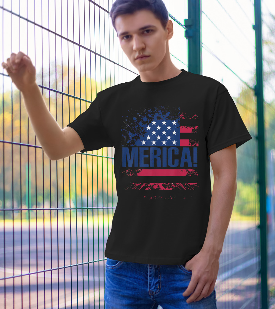 Merica USA Vintage Flag Stars And Stripes Merica T-Shirt