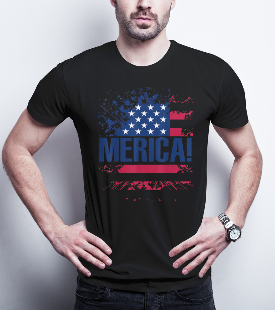 Merica USA Vintage Flag Stars And Stripes Merica T-Shirt