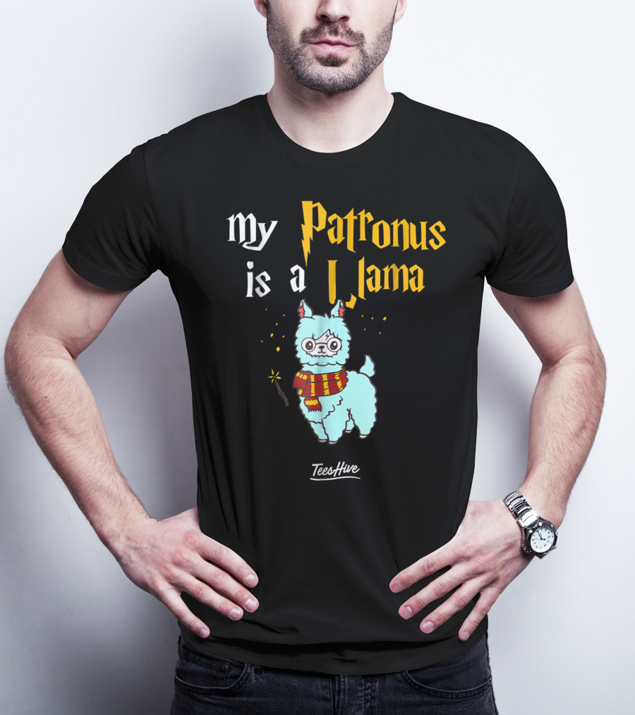 My Patronus Is A Llama Funny Llama Lover Magic Wand Scarf TeesHive T-Shirt