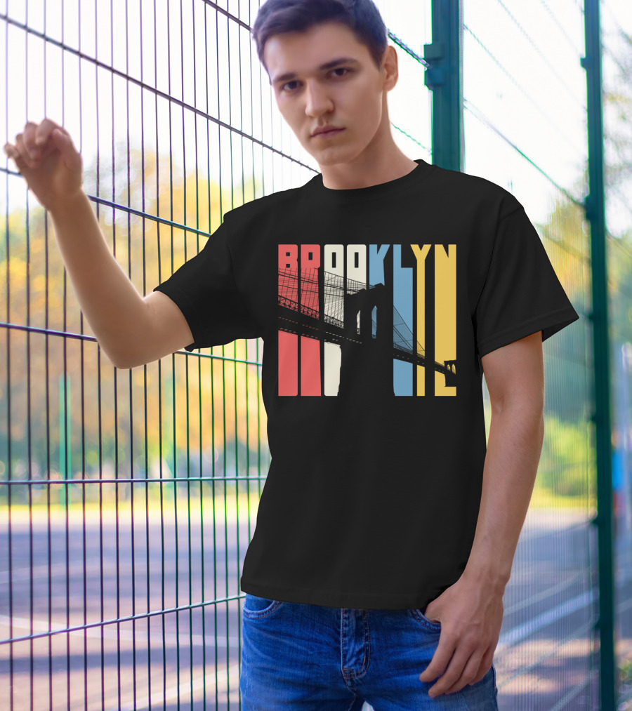 Brooklyn Bridge New York City Red Blue Yellow T-Shirt