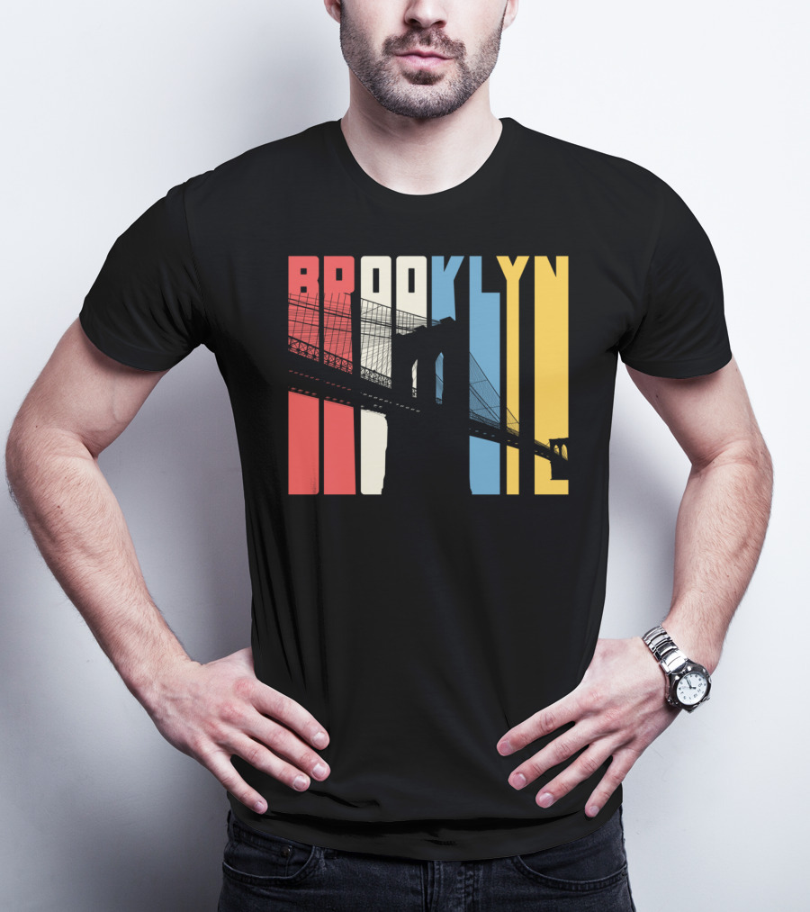 Brooklyn Bridge New York City Red Blue Yellow T-Shirt
