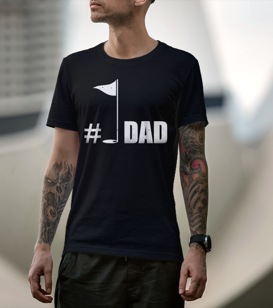 1 Dad Best Dad Father's Day Golf Flag T-Shirt