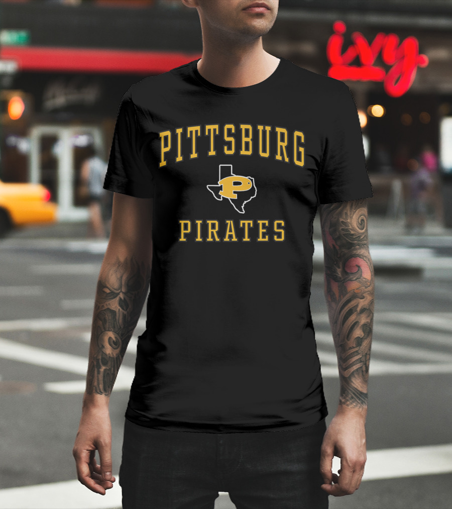 Pittsburg Pirates Texas State Emblem High School Spirit T-Shirt