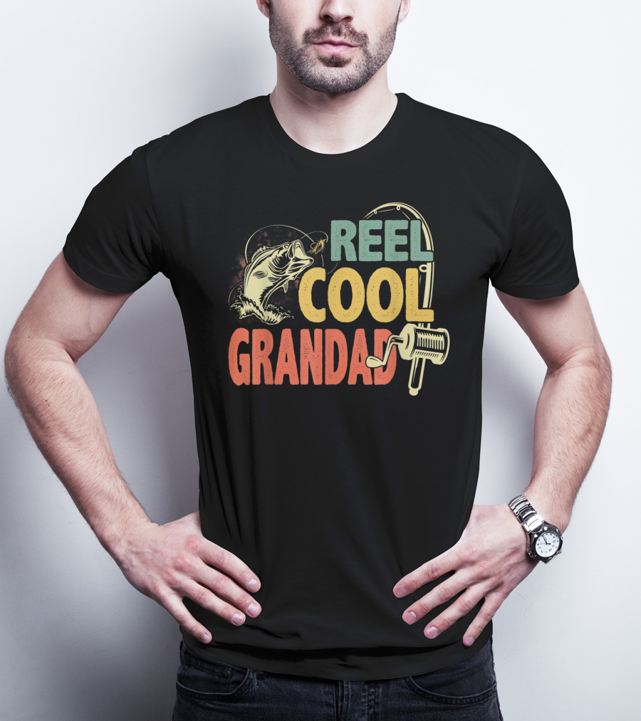 Reel Cool Grandad Retro Vintage Fishing T-Shirt