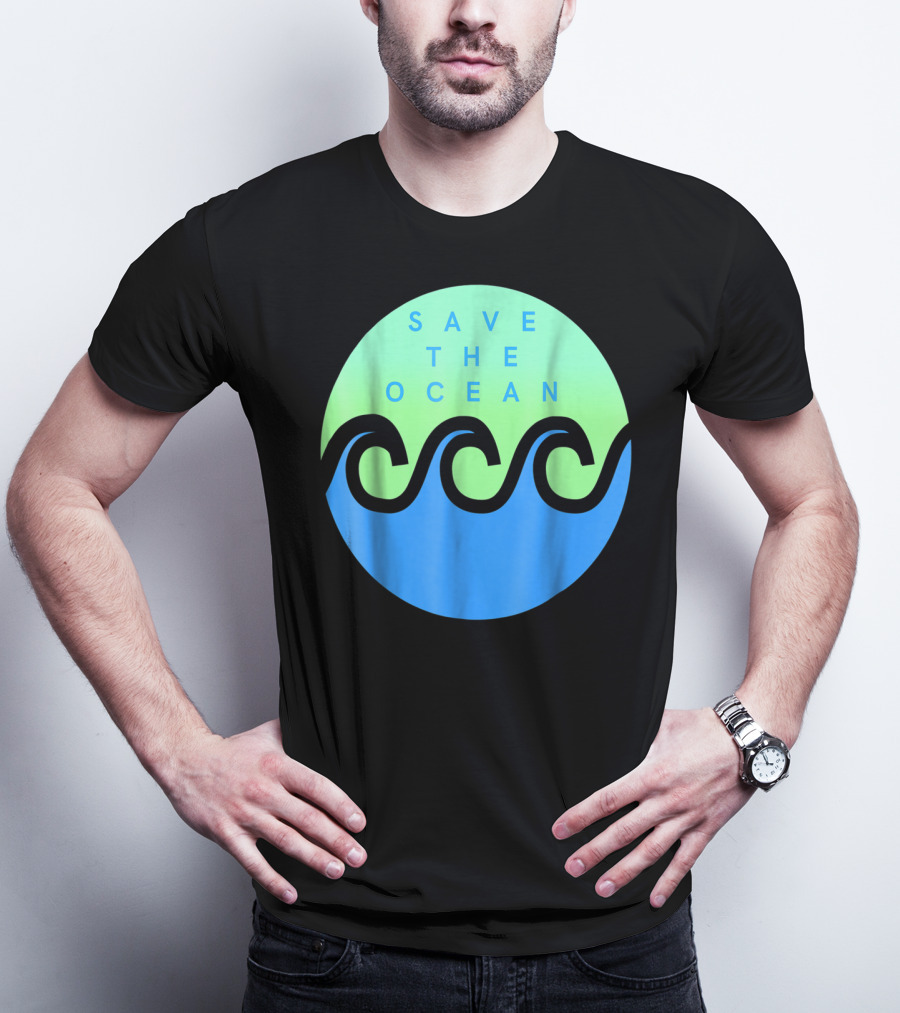 Save The Ocean Stop The Pollution Of Our Seas Waves Circle T-Shirt