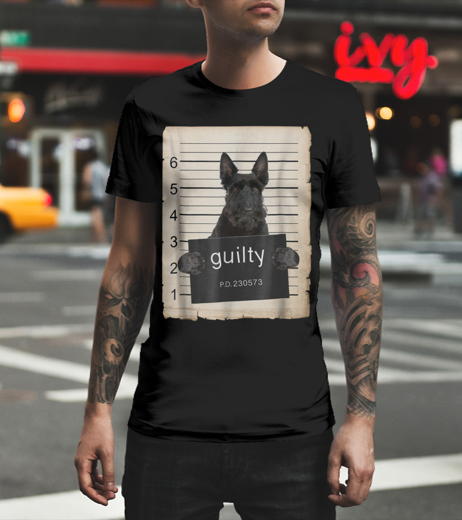 Scottish Terrier Mugshot Guilty Dog P.D. 230573 T-Shirt