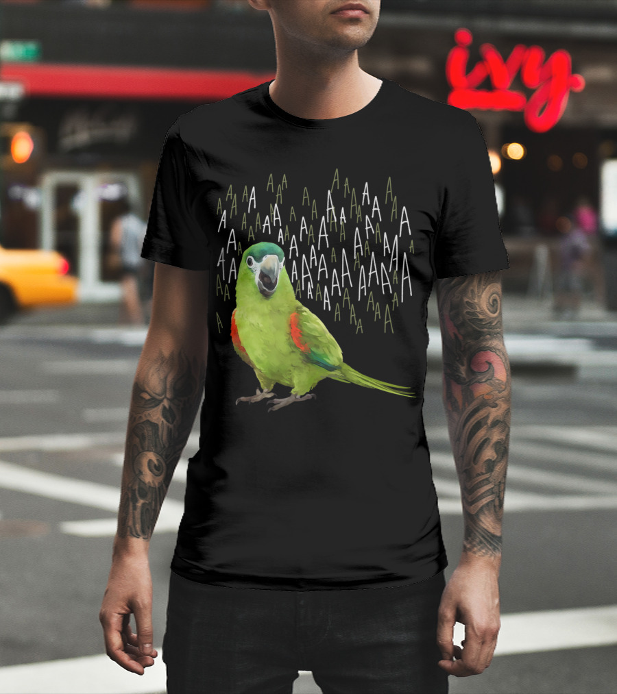 Screaming Hahn's Macaw AAAA Repeated Green And Red Parrot T-Shirt