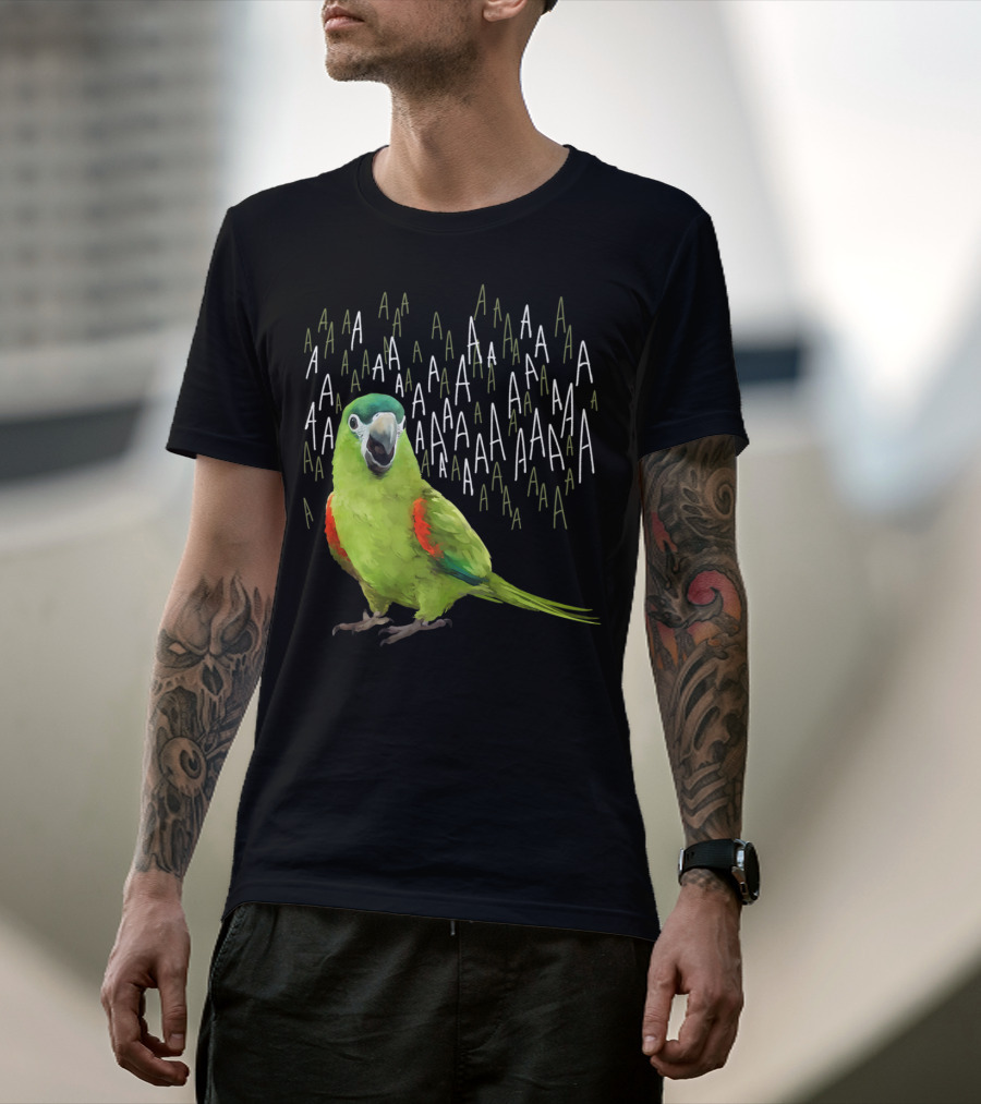 Screaming Hahn's Macaw AAAA Repeated Green And Red Parrot T-Shirt