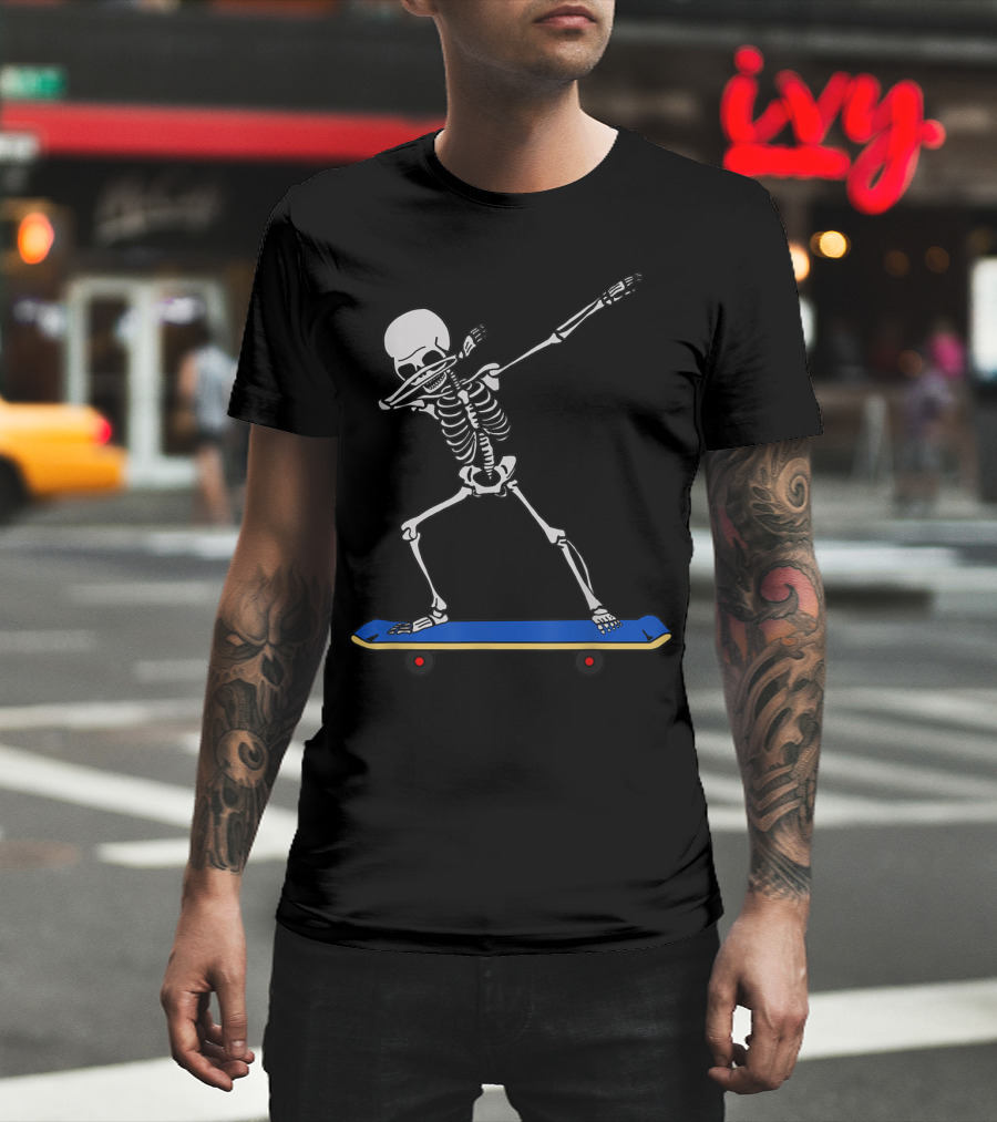 Skeleton DAB Skateboard Idea For Skateboarding T-Shirt
