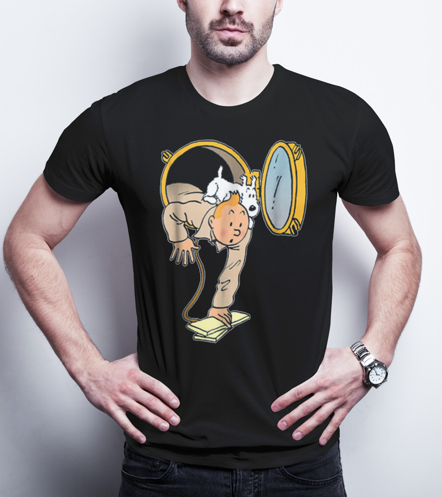 Tintin And Snowy Emerging From Submarine Porthole T-Shirt