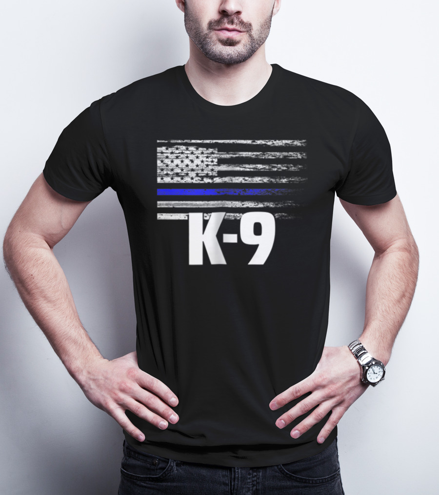 K-9 Police USA Flag Law Enforcement Officer LEO Cops T-Shirt