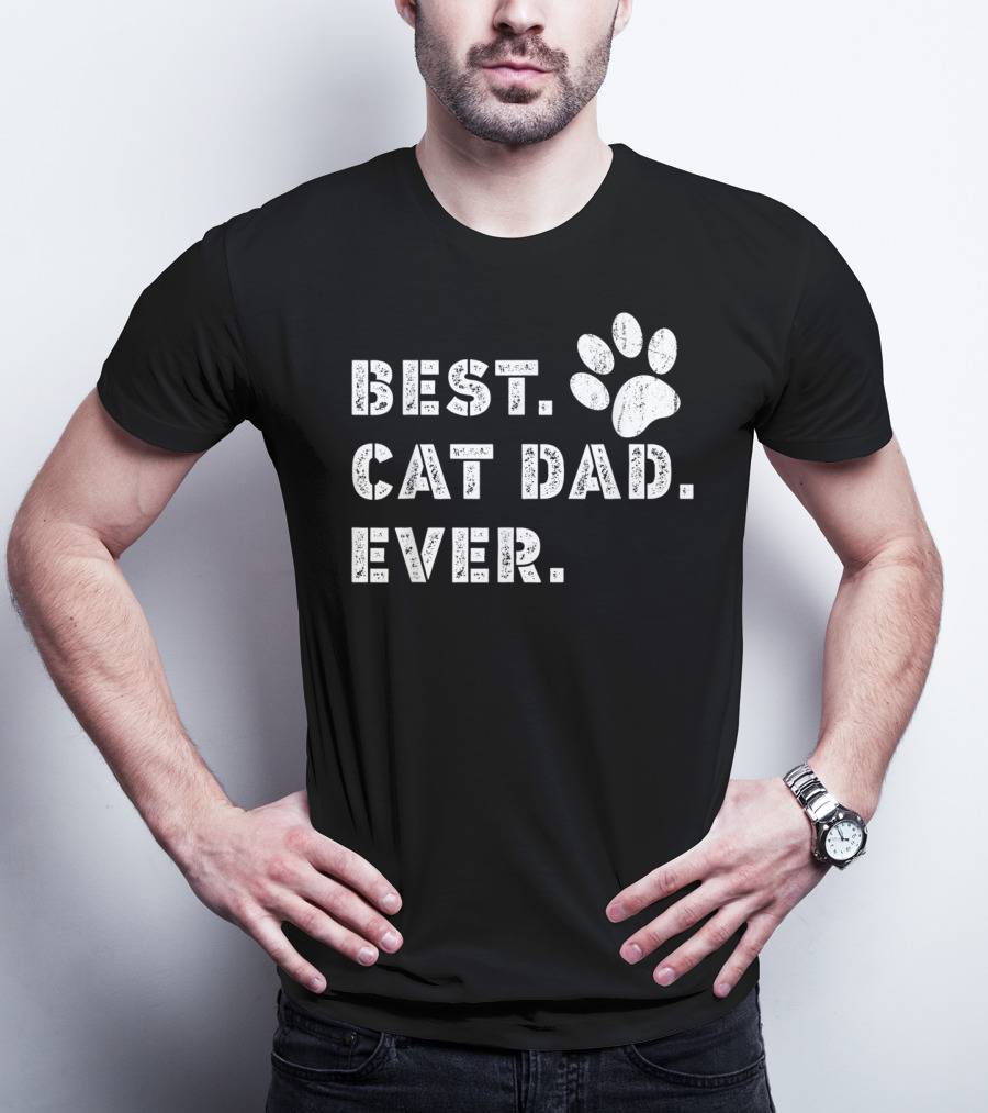 Best Cat Dad Ever Father's Day Mens Paw Prints T-Shirt
