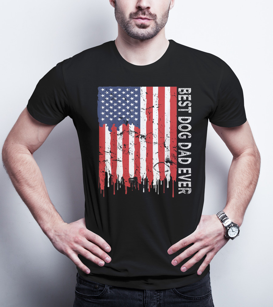 Best Dog Dad Ever American Flag Mens T-Shirt