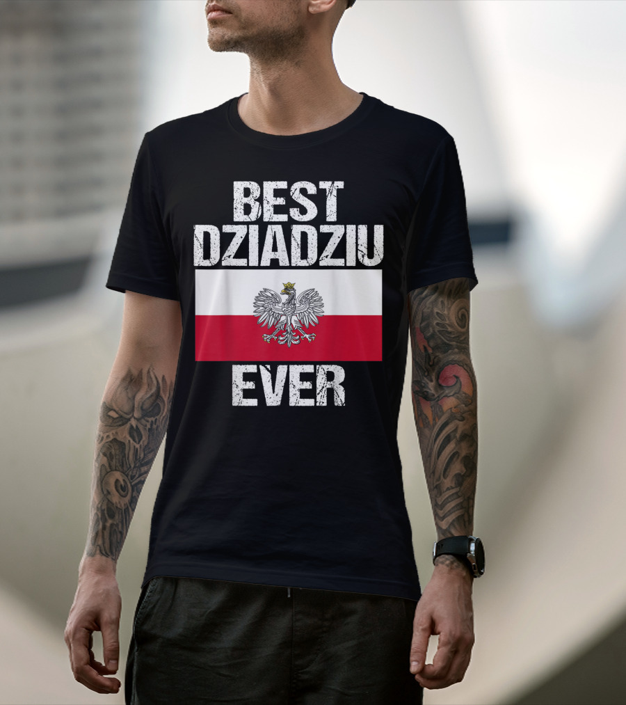 Best Dziadziu Ever Polish Flag With Eagle Emblem T-Shirt