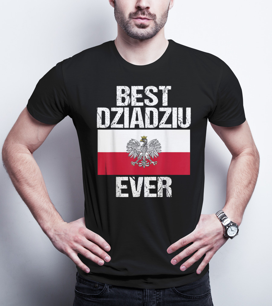 Best Dziadziu Ever Polish Flag With Eagle Emblem T-Shirt