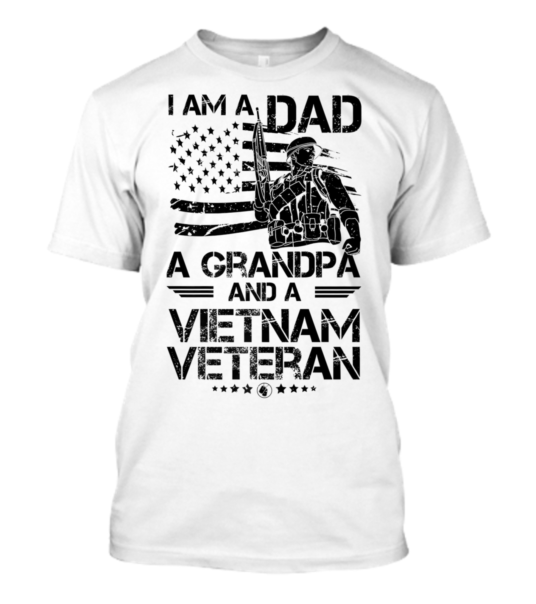 I Am A Dad A Grandpa And A Vietnam Veteran With Soldier And American Flag T-Shirt