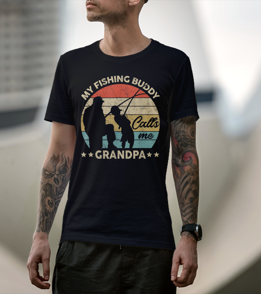 My Fishing Buddy Calls Me Grandpa Retro T-Shirt