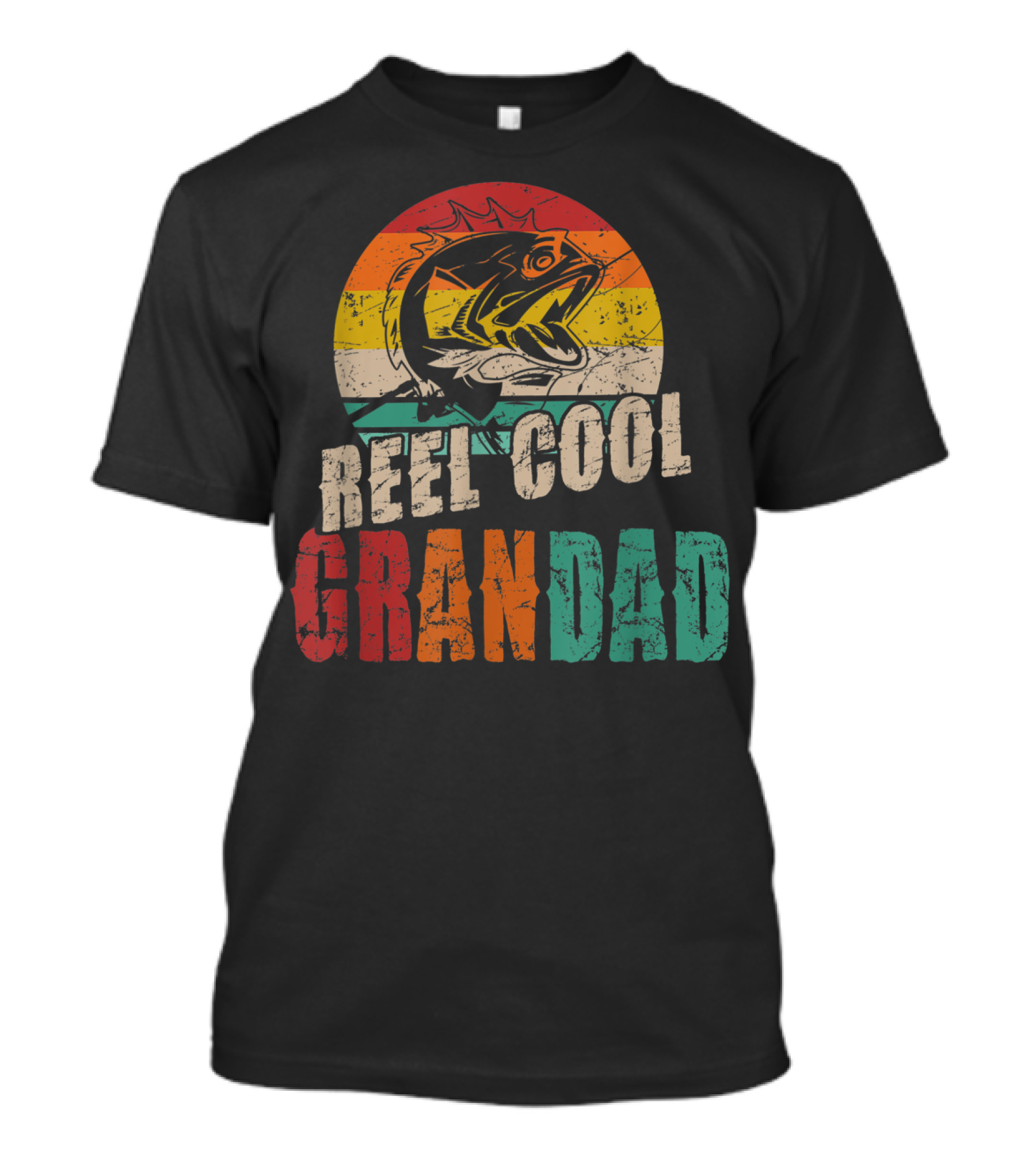 Reel Cool Grandad Vintage Fisherman Retro Fishing Sunset T-Shirt
