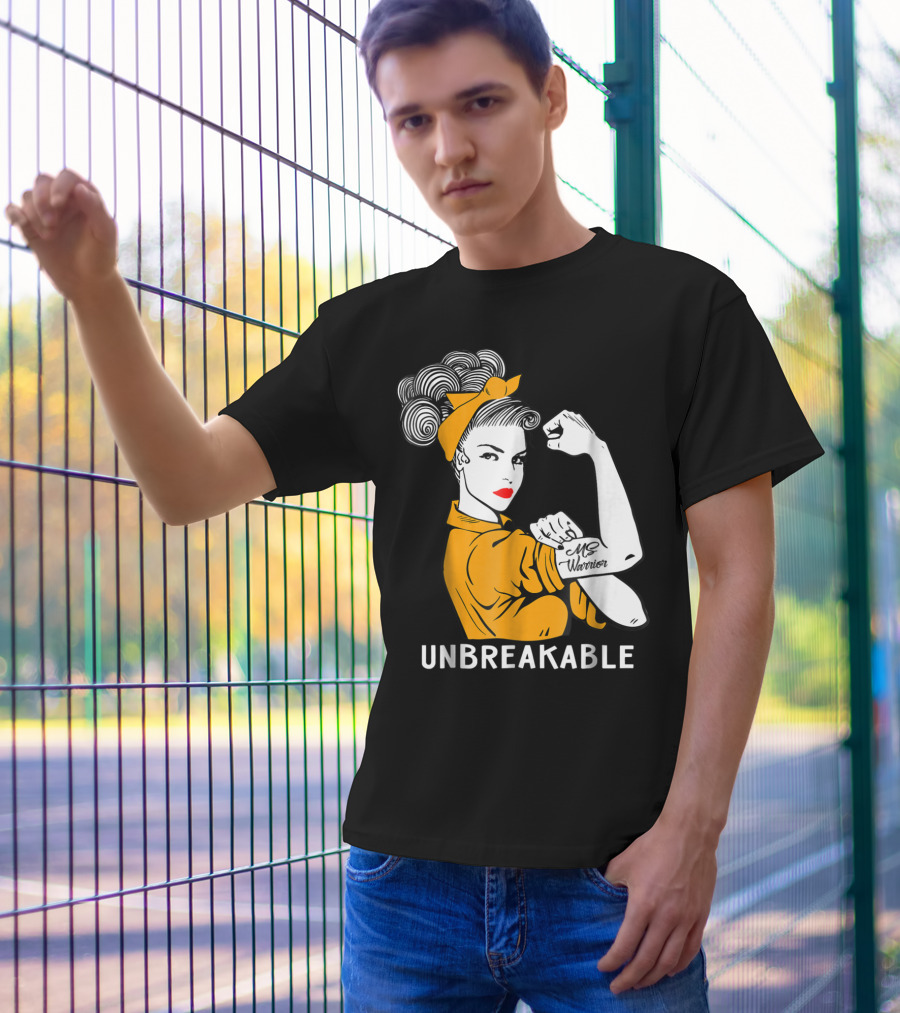 Unbreakable MS Warrior Multiple Sclerosis Rosie The Riveter T-Shirt