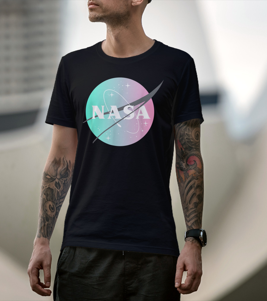 NASA Pastel Rainbow Classic Logo NASA Lover T-Shirt