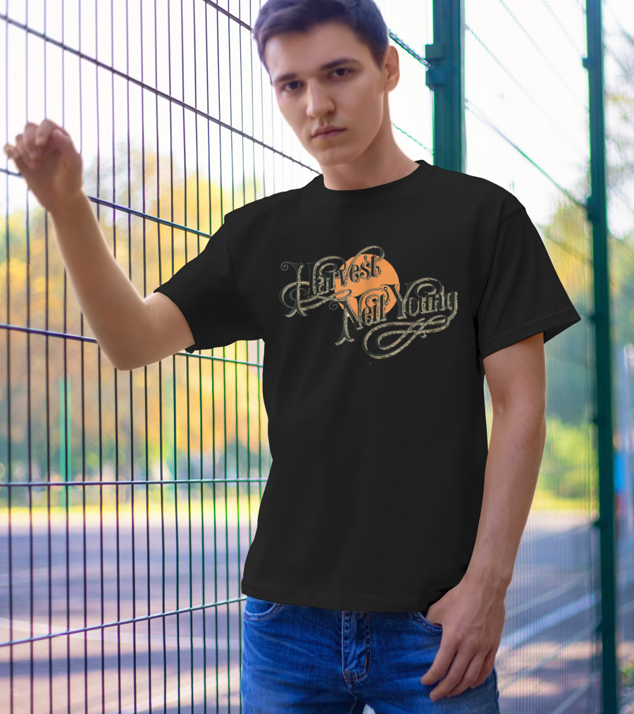 Neil Young Harvest Vintage Style Orange Moon T-Shirt