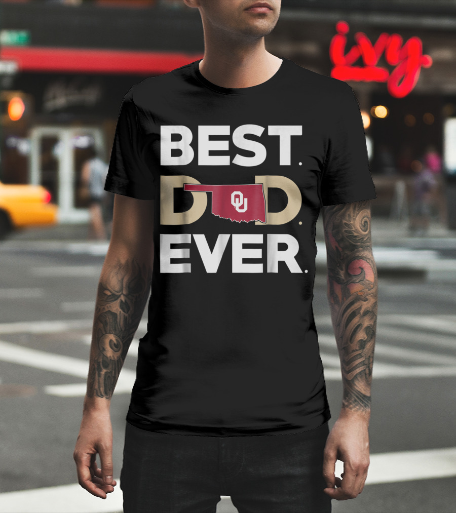 Oklahoma Sooners Best Dad Ever OU Logo State Outline T-Shirt