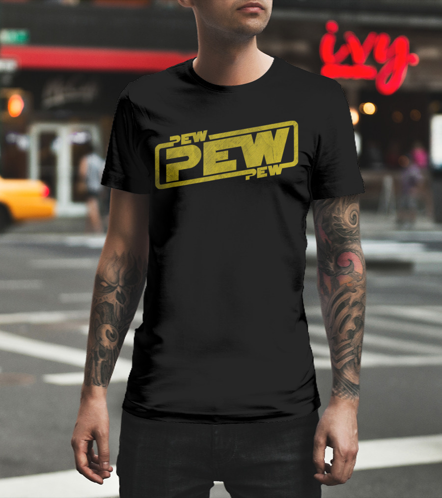 Pew Pew Pew Blockbuster Movie Quote Men Retro T-Shirt