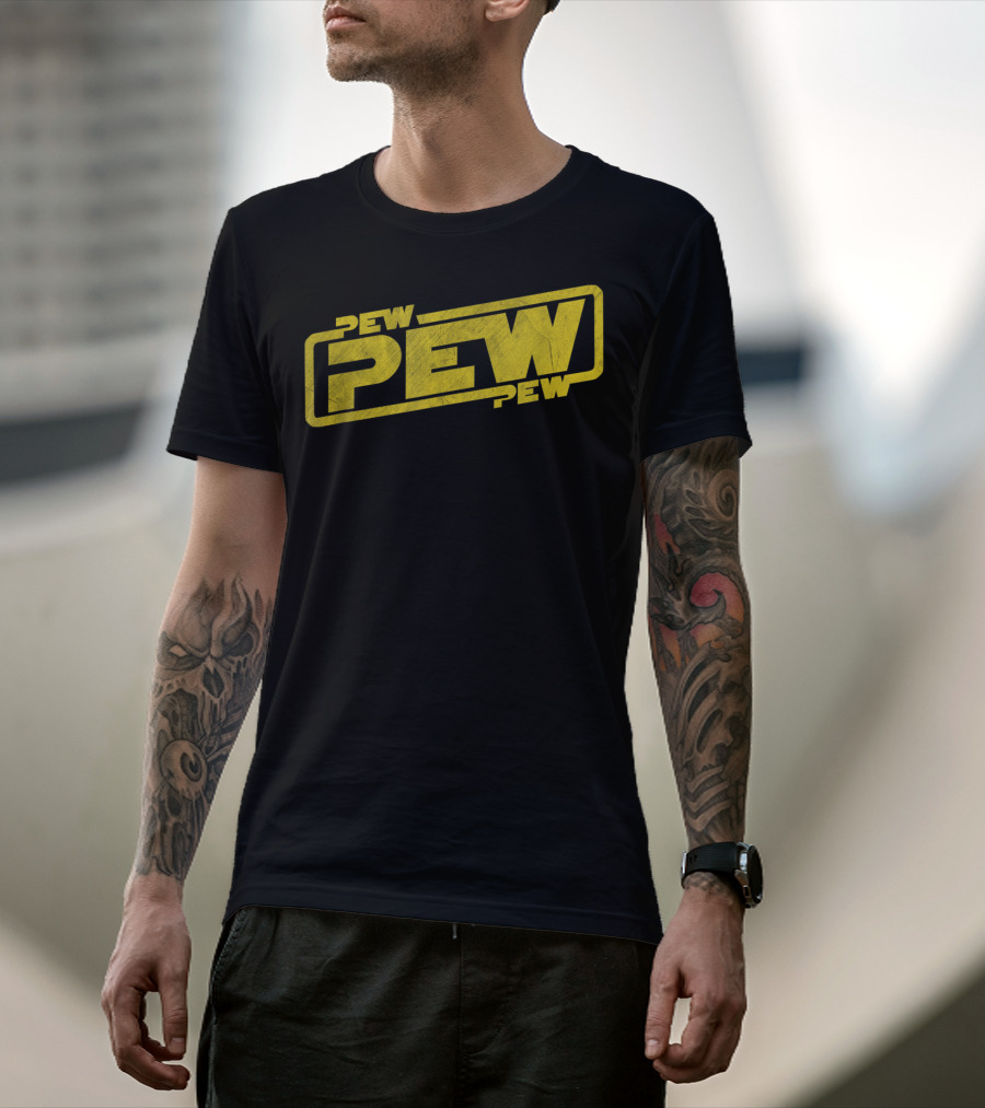 Pew Pew Pew Blockbuster Movie Quote Men Retro T-Shirt