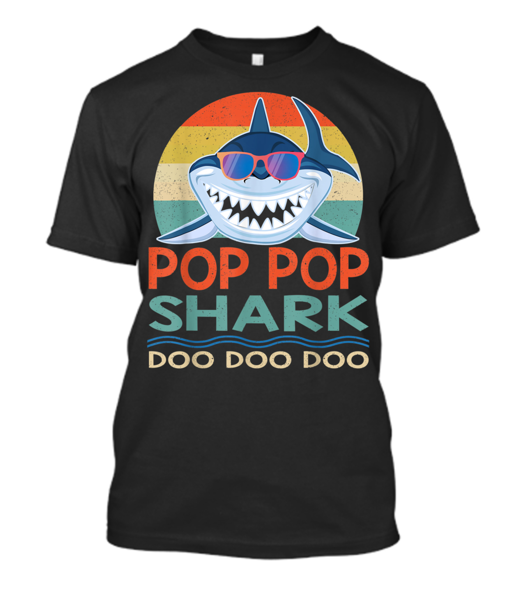 Pop Pop Shark Doo Doo Doo Vintage Retro Style Sunglasses T-Shirt