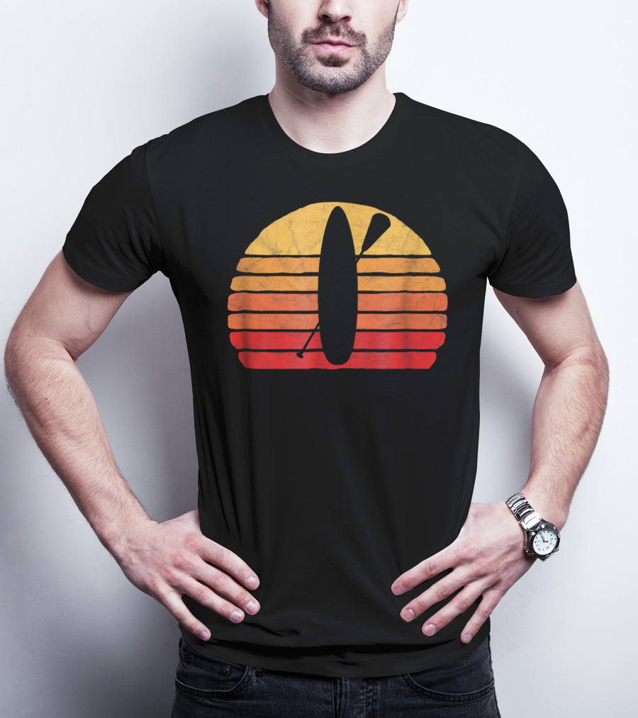 Retro SUP Stand Up Paddle Board Vintage Sunset T-Shirt