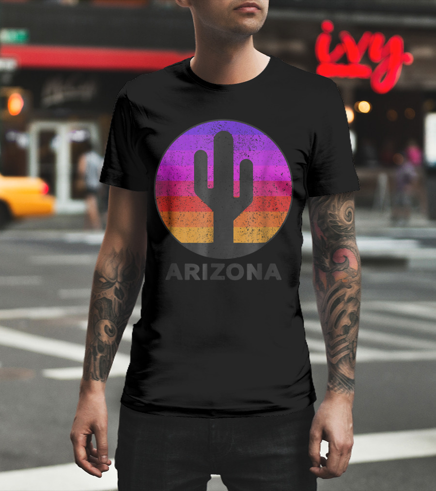 Arizona Saguaro Cactus Vintage Sunset T-Shirt