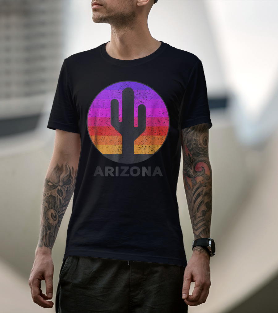 Arizona Saguaro Cactus Vintage Sunset T-Shirt