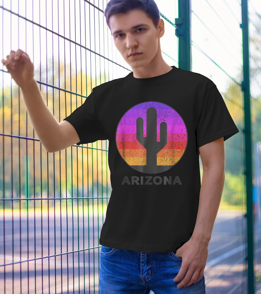 Arizona Saguaro Cactus Vintage Sunset T-Shirt
