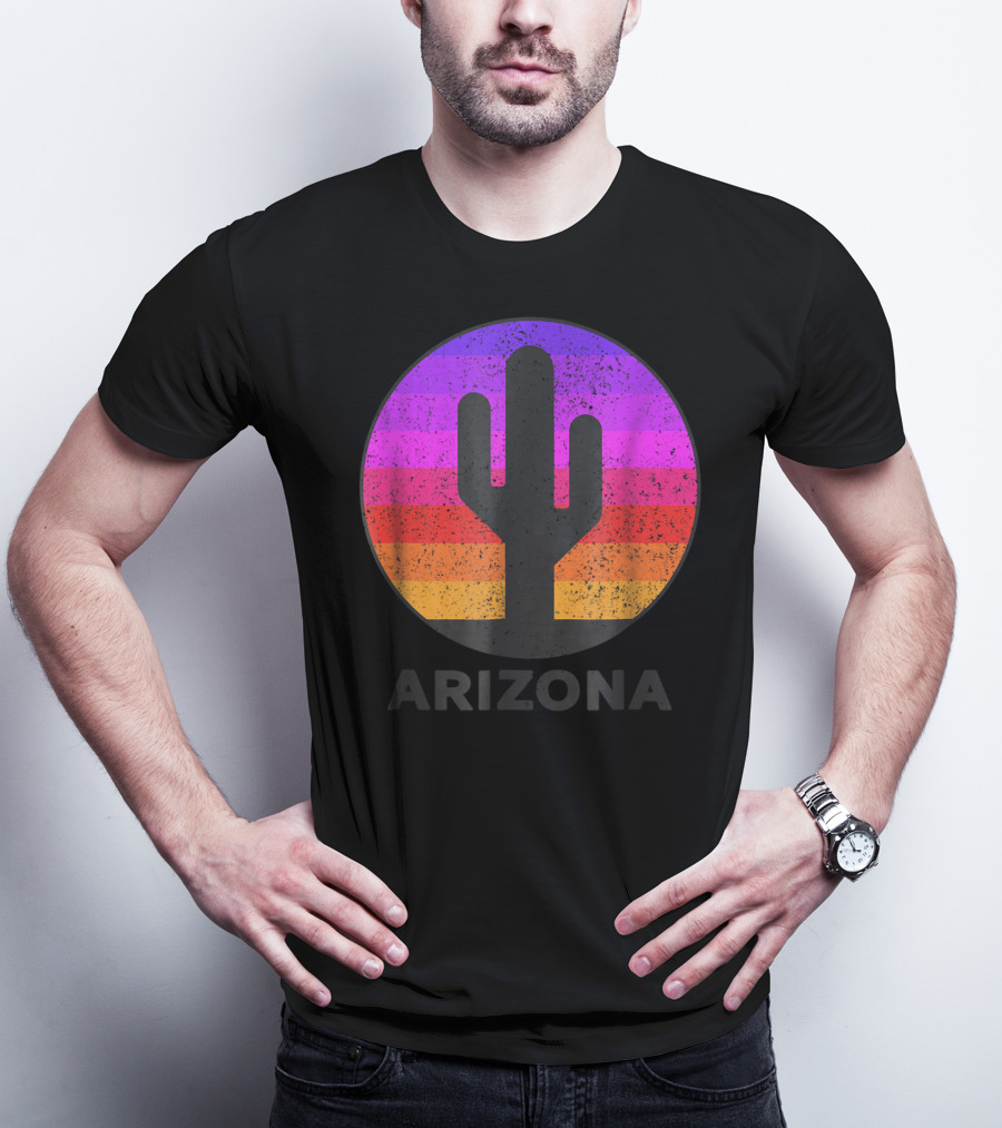 Arizona Saguaro Cactus Vintage Sunset T-Shirt