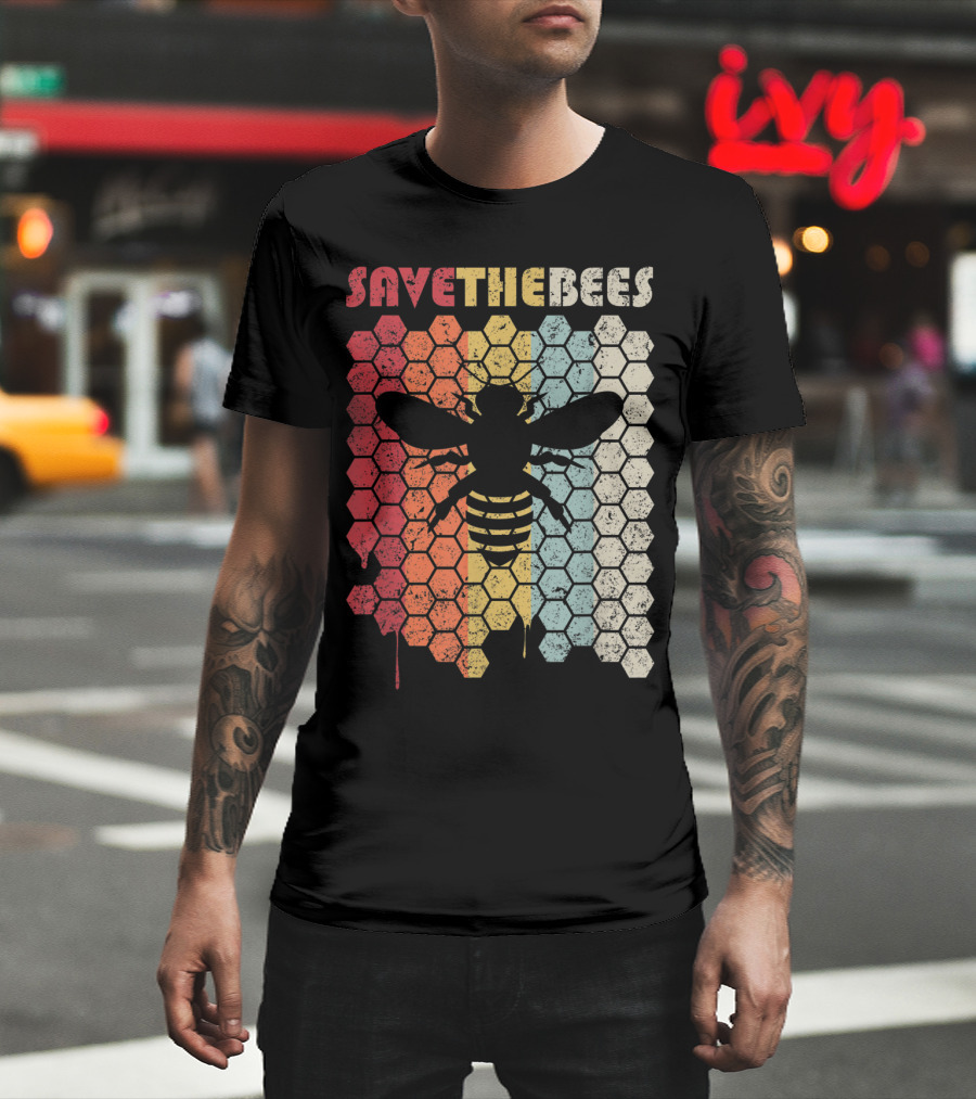 SAVETHEBEES Hexagonal Rainbow T-Shirt