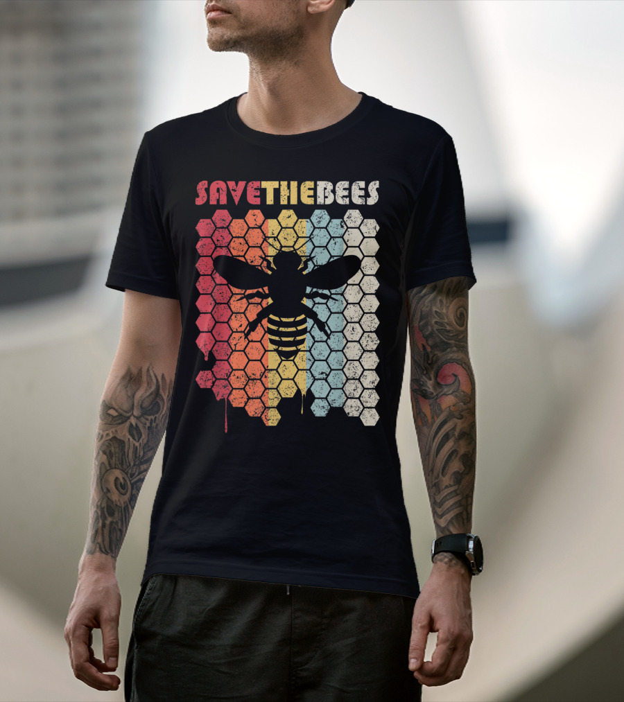 SAVETHEBEES Hexagonal Rainbow T-Shirt