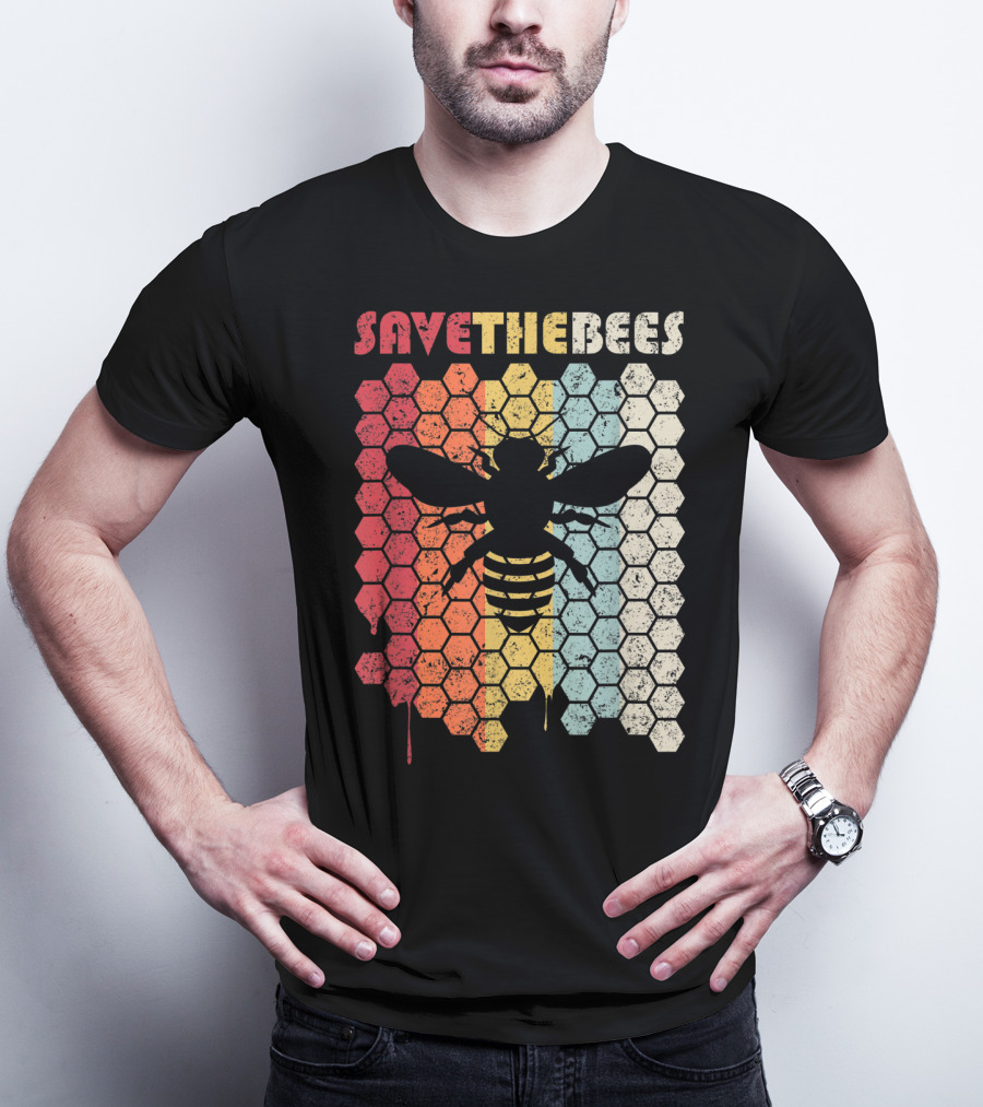 SAVETHEBEES Hexagonal Rainbow T-Shirt