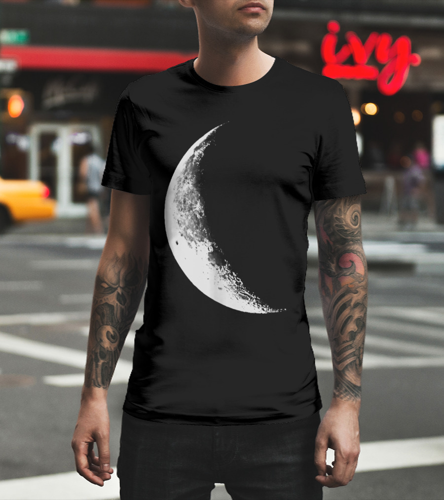 Shiny Moon Half Moon Crescent Moon Lunar Phases T-Shirt