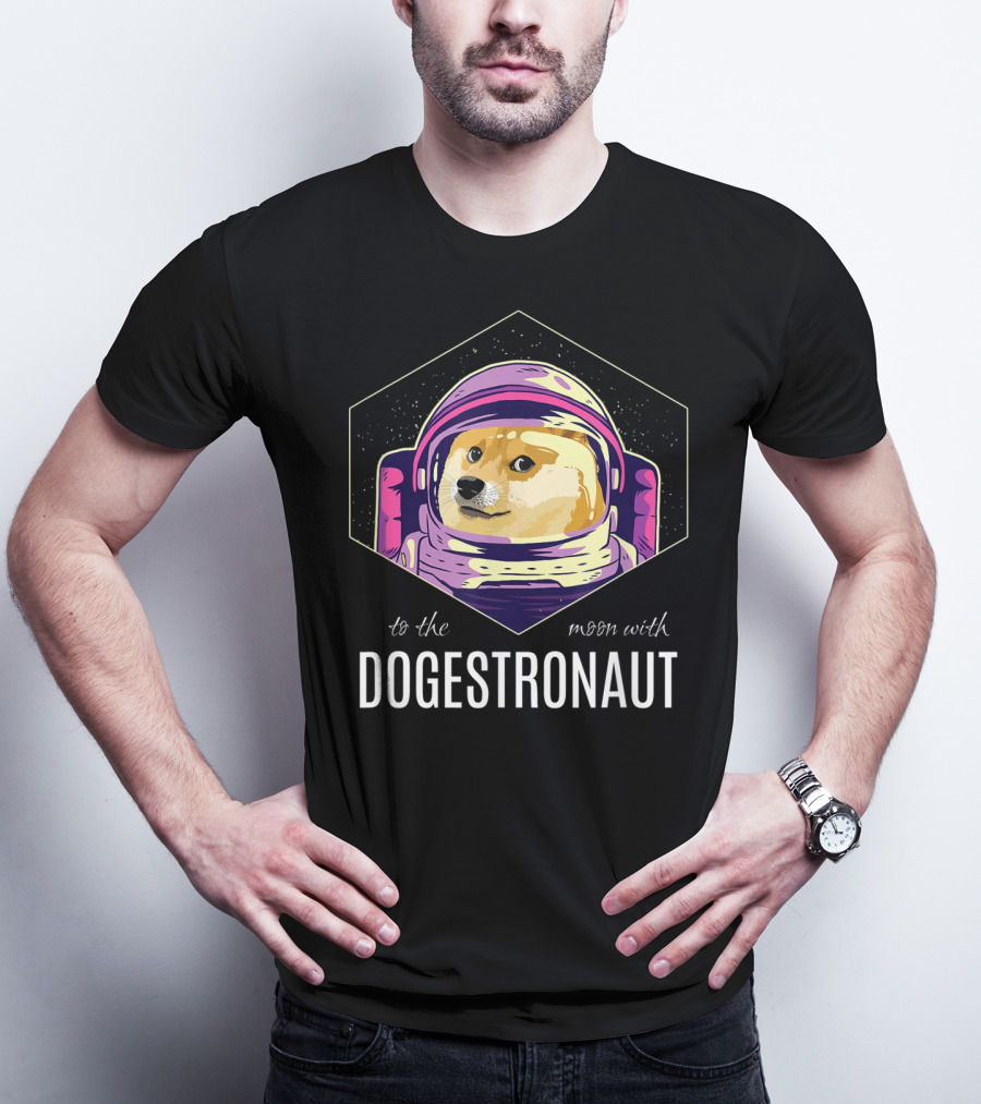 Dogestronaut To The Moon With Dogecoin Crypto T-Shirt
